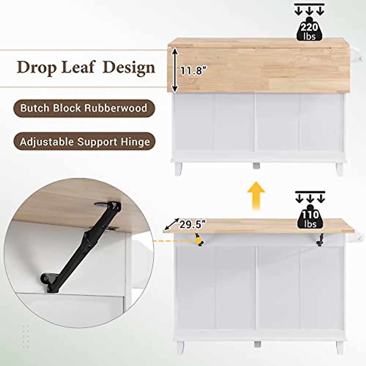 Farmhouse Counter Height Dining Table Set, Wooden Kitchen Island Prep Table with Storage for Apartment Small Places, 50" Breakfast Nook Table Set with 2 Stools, White