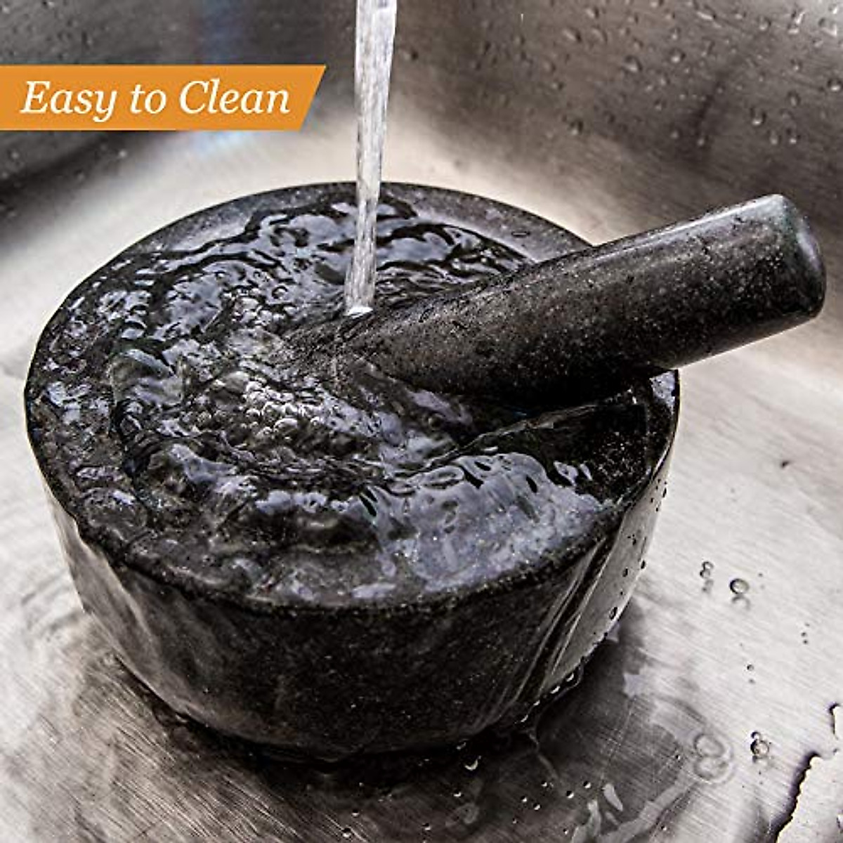 6.3 Inch 3 Cup Mortar and Pestle, Large Heavy Mortar and Pestle Set, Guacamole Mortar and Pestle, Molcajete Large Black Mortar and Pestle and Mortar Guacamole Mortar and Pestle Granite