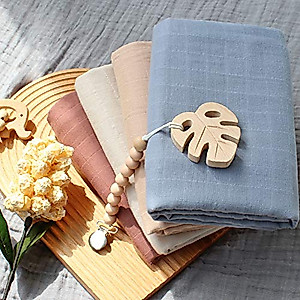 LifeTree Muslin Baby Swaddle Blankets Neutral, Organic Cotton, Large 47 x 47 inches, Swaddling Receiving Blanket for Boys & Girls (Beige)