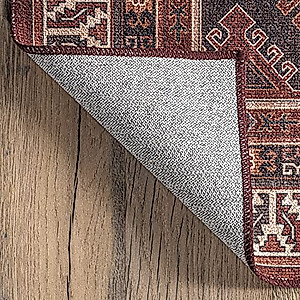nuLOOM Kathryn Machine Washable Traditional Rustic Area Rug, 8' x 10', Red