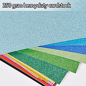 Glitter Cardstock Paper, 60 Sheets 20 Colors, Colored Cardstock for Cricut, Premium Glitter Paper for Crafts, A4 Glitter Card Stock for DIY Projects, Sparkly Paper for Card Making, 250 GSM
