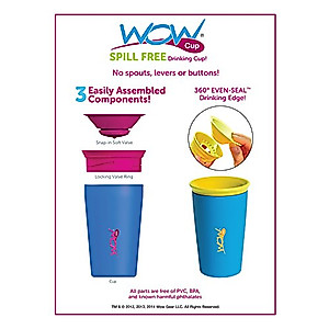 Wow Cup for Kids Original 360 Sippy Cup, Pink with Blue Lid, 9 oz