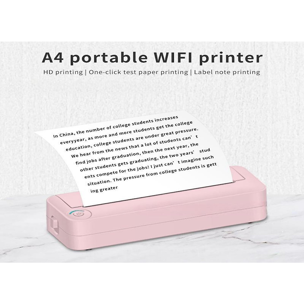 A4 Mobile Thermal Printer, Portable Rechargeable Tattoo Thermal Printer, Travel Bluetooth Inkless Printer for Office Home School