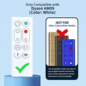 New Replacement Fan Remote Control Compatible for Dyson AM09 Hot + Cool Heater Tower Fan （Part Number: 966538-01）