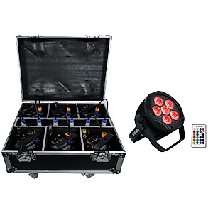 Rockville Best Pack H2O (6) Water Resistant Battery Par DJ Lights+Charge Case