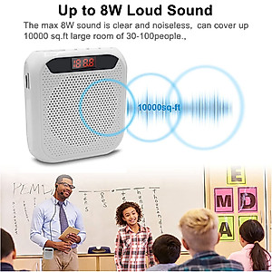 Portable Voice Amplifier for Teachers, 2200mAh Rechargeable Personal Amplifier Mic PA System Headset Microphone with Speaker for Teachers, Training, Meeting, Tour Guide, Yoga, Classroom (Black)
