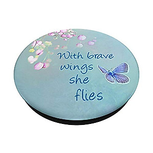 Cell Phone Pop Out Button Holder Light Blue Butterfly Floral PopSockets PopGrip: Swappable Grip for Phones & Tablets