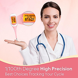 Easy@Home Smart Basal Thermometer, Large Screen and Backlit, FSA Eligible, Period Tracker with Premom(iOS & Android) - Auto BBT Sync, Charting, Coverline & Accurate Fertility Prediction EBT-300