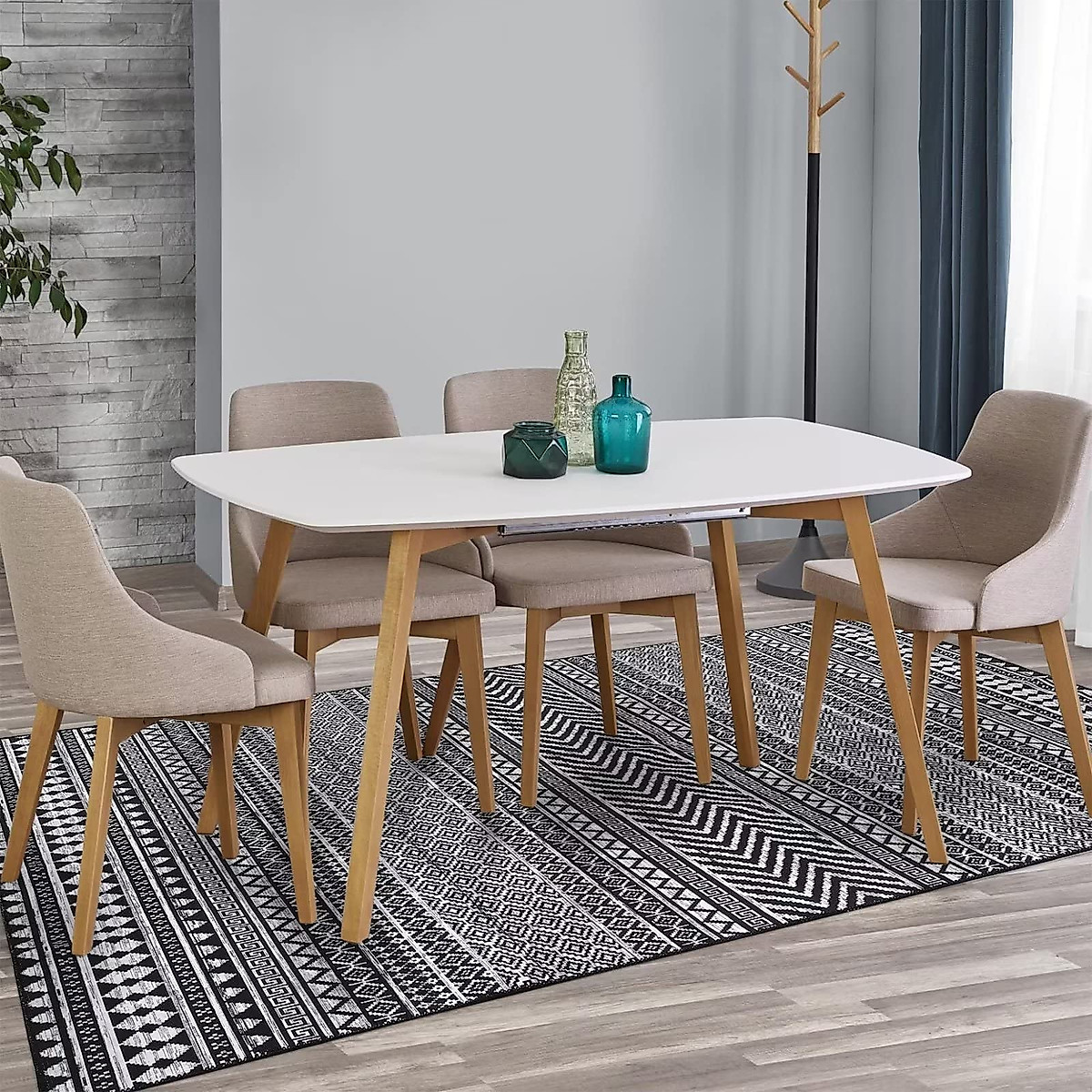 COZYLOOM Large Area Rug 9x12 Modern Geometric Floor Cover Non-Slip Washable Living Room Rug Boho Indoor Non-Shedding Area Rug Bedroom Home Office Kitchen Dining Room Throw Carpet Black