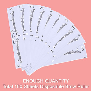 100 Pack Eyebrow Ruler, KINGMAS Disposable Brow Ruler Microblading Adhesive Eyebrow Sticker Stencil Guide Measuring Tool