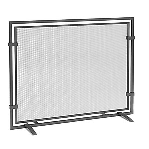 Pilgrim Home & Hearth 18251 Sinclair Single Panel Fireplace Screen, Natural Iron 39”W x 31”H, 21 Lbs