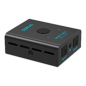 Digital Audio Optical Audio Switch 2 in 1 Out, SGEYR Digital Optical Audio Splitter SPDIF Toslink Switch Optical Switcher with IR Remote Control & Optical Cable for PS3 Xbox Blue-Ray HDTV