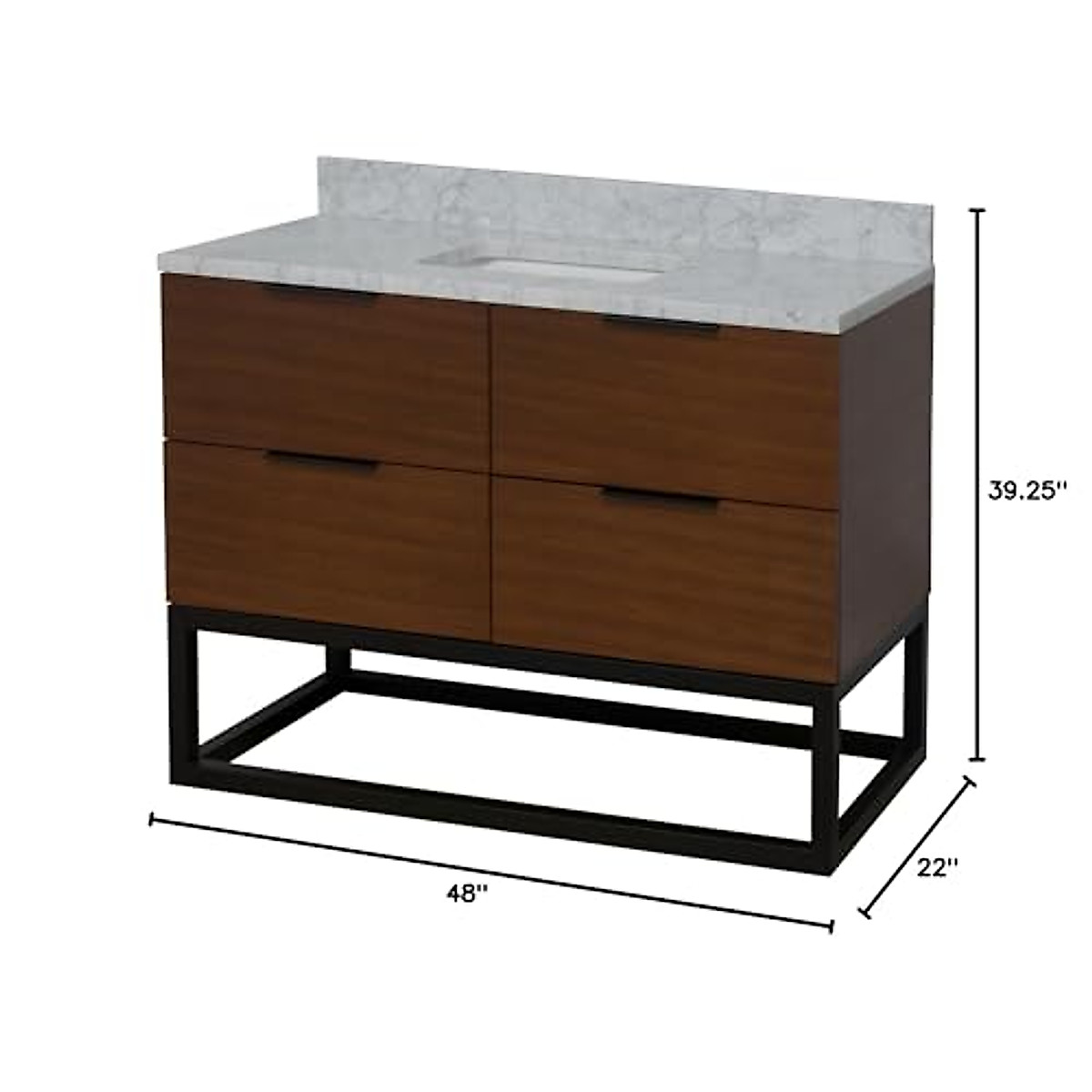 Kitchen Bath Collection Mia 48-inch Bathroom Vanity (Carrara/Walnut): Includes Walnut Cabinet with Authentic Italian Carrara Marble Countertop and White Ceramic Sink