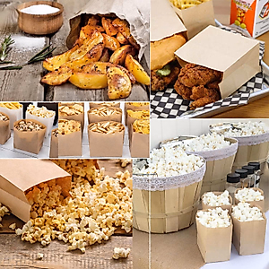 Brown Paper Bags for Snacks,50 Pack, Greaseproof Kraft Paper Bags, Recyclable, and Biodegradable, Small Brown Paper Bags For Popcorn, Cookies, Fries, Crafts, Gift Wrapping Bag in Bulk