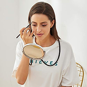 Double Sided Mirror, Standard Viewing and 5X Magnification, Mirror' arm is Flexible to Around The Neck