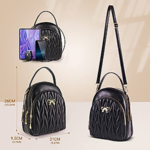 WIZOZI Mini Backpack for Women Cute Small Backpack Purse Teen Girls Fashion PU Leather Zipper Crossbody Shoulder Bags Multifunctional and Large-Capacity Daypack Purse-WHITE