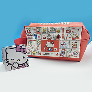 Kitty Travel Cosmetic Bag, Large Capacity Cartoon Cosmetic Pouch Makeup Bag with Zipper, PU Travel Toiletry Bag Makeup Accessories Organizer, Foldable Storage Bags Makeup Pouch for Women Girls