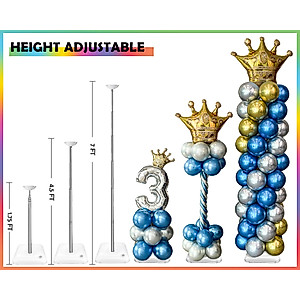 YALLOVE Balloon Column Stand Set of 2, 7 Feet Height Adjustable Balloon Tower Pillar with Reusable Metal Telescopic Design for Birthday, Wedding, Baby Shower, Graduation Party Decoration