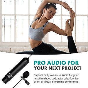 Movo LV4-O Phantom Power Omnidirectional XLR Lavalier Microphone with Metal Lapel Mic Clip and Windscreen - Great External Lav Mic for Filming, Podcast, Livestream, Interviews, or YouTube Recording