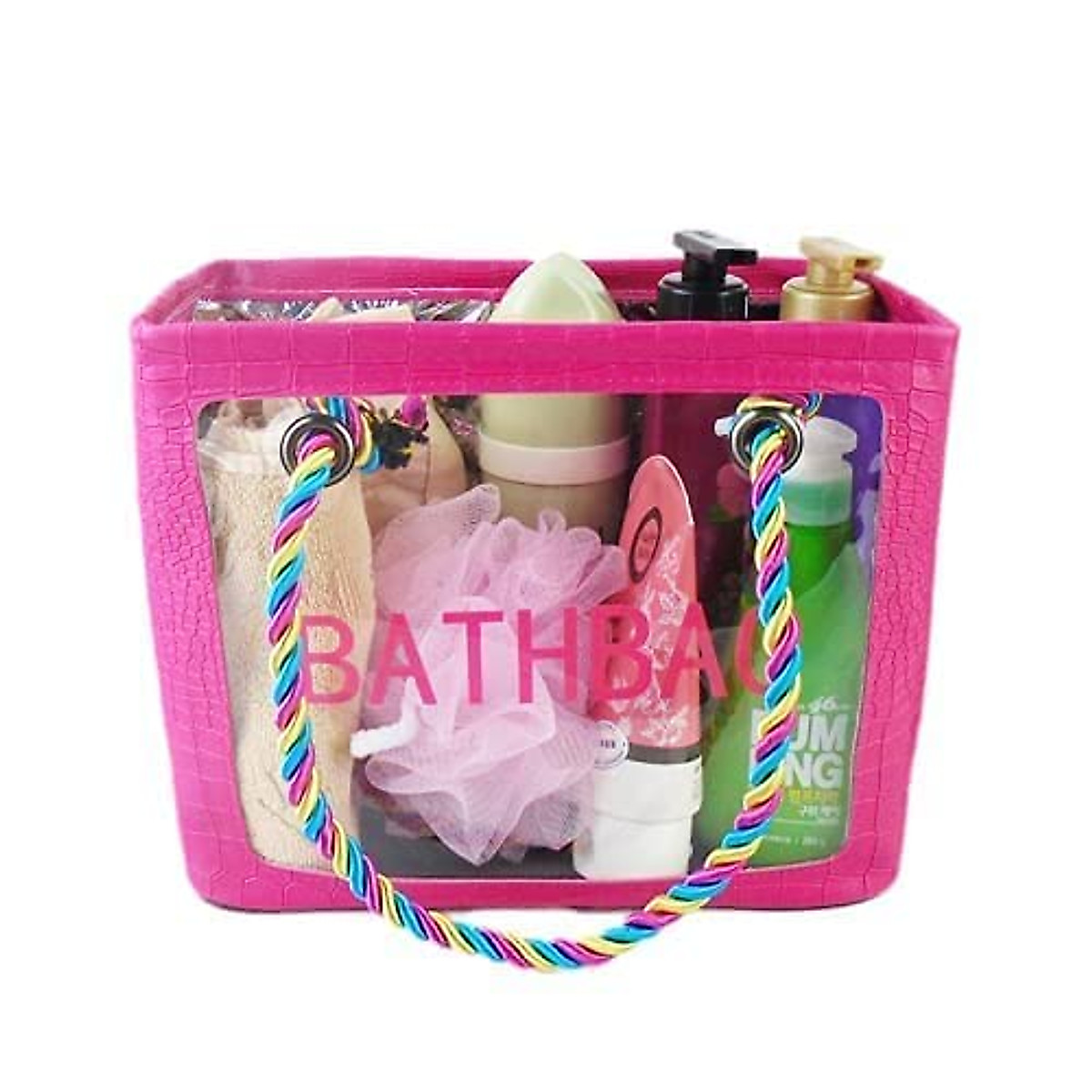 Foldable Waterproof Multipurpose Tote, Gym Bag, Shower Caddy with Filter Mesh Bottom, For Dorm College Essentials, Bathroom, Camp, Swimming Pool, Beach, Shower Carrier Pink