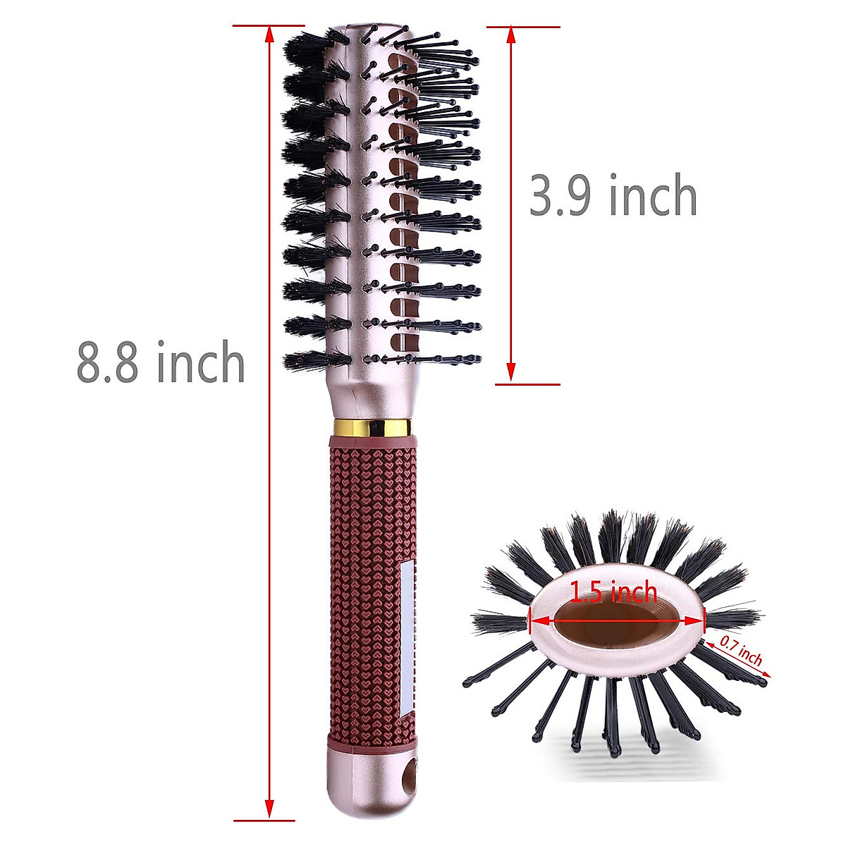 PERFEHAIR Oval Styling Vent Hair Brush for Blow Drying, Double Sided Boar and Nylon Bristle Brush for Medium Short Length Hair