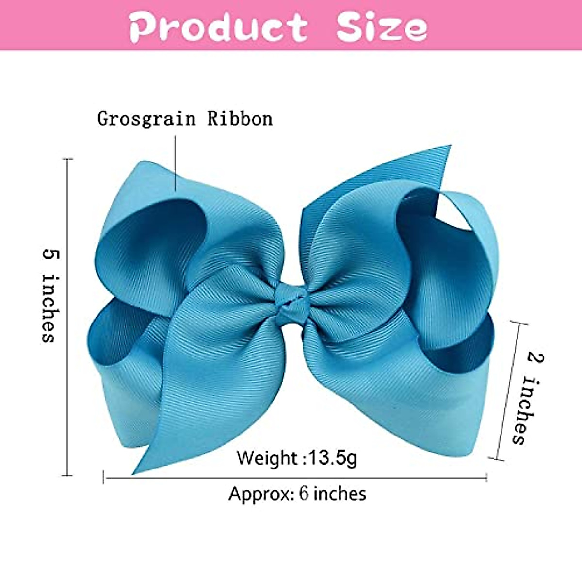 Oaoleer 30 Colors 6 Inch Hair Bows Clips Grosgrain Ribbon Bows Hair Alligator Clips Hair Barrettes Hair Accessories for Girls Toddler Infants Kids Teens Children