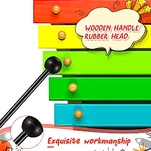 12 Pcs Glockenspiel Mallets Drum Mallets Percussion Xylophone Mallets 8.5 Inch Wood Mallets Percussion Sticks Rubber Head with Storage Bag for Xylophone Glockenspiel Marimba Bell Chime