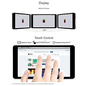 XYGStudy 5.5 inch Raspberry Pi HDMI Capacitive Touch AMOLED Display Monitor Toughened Glass Panel 1080×1920 with Protection Cover Case for Mini PC Raspberry Pi 4 Model B Computer Monitor