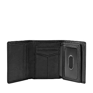 Fossil Men's Ingram Leather Trifold with ID Window Wallet, Black, (Model: ML3289001)