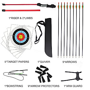 AUVIM 45" Bow and Arrow Set for Youth Kids Junior Beginner Bow Gift Outdoor Archery Set 18 Lb for Teen Outdoor Sports