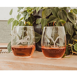 Toynk Yellowstone Dutton Ranch 20-Ounce Stemless Wine Glasses | Set of 2
