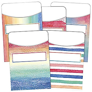 Teacher Created Resources TCR5816 Watercolor Library Pockets - Multi-Pack