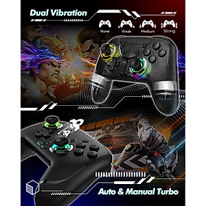Wireless Switch Pro Controller for Nintendo Switch/Lite/OLED, Bluetooth Gaming Controller for iPhone/Android/Phone/PC/Steam/Mac/iOS/iPad/TV with Programmable/Vibration/Motion Control/Turbo/Wakeup/RGB