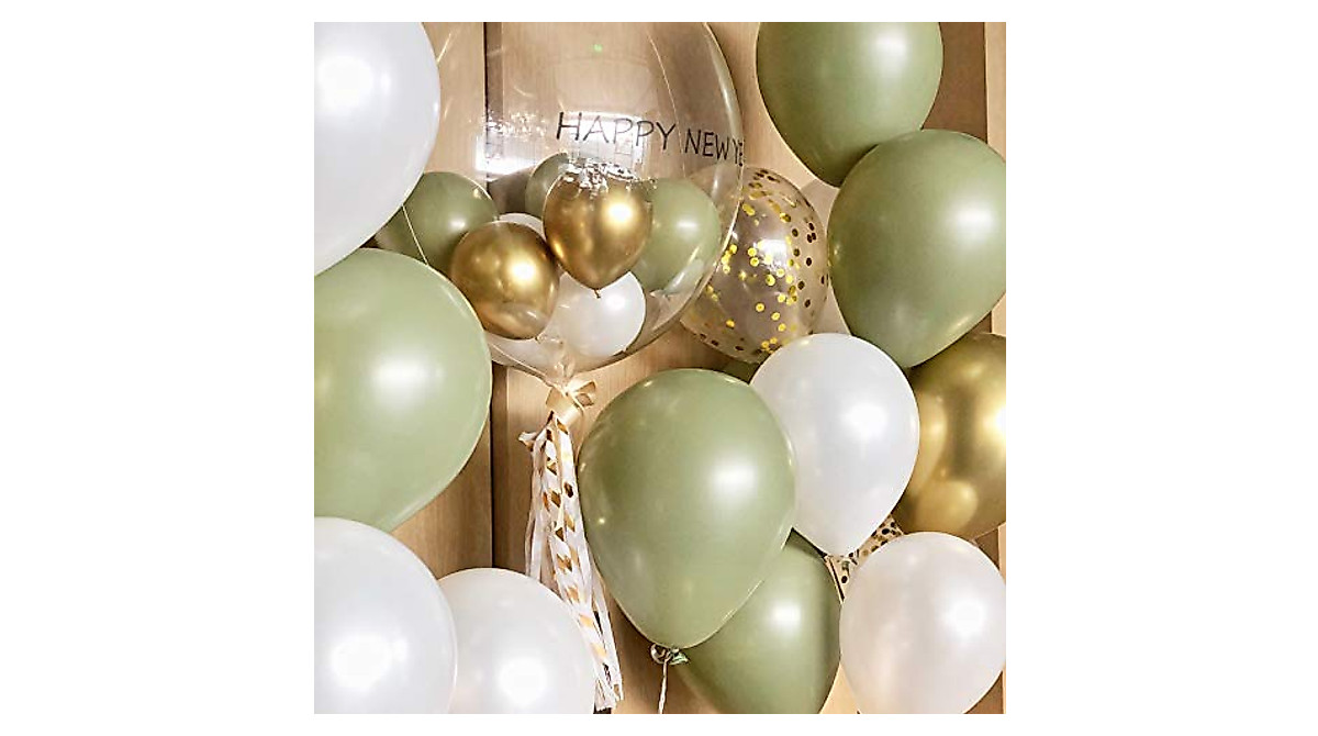 Elegant Sage Green & Gold Balloons for Weddings & Parties