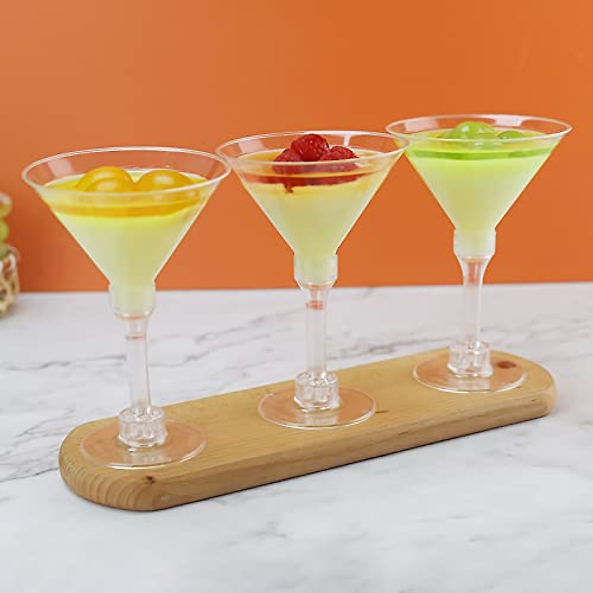 WUWEOT 60 Pack Plastic Martini Glasses, 5 Oz Unbreakable Tall Cocktail Glasses, Appetizer Dessert Cups Drinkware for Home Bar Restaurant Party Supply