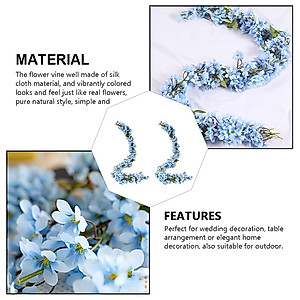 DOITOOL 2pcs Artificial Hydrangea Flower Vine Wisteria Vines Cattleya Flowers Plants for Wedding Party Home Garden Wall Decoration Sky- Blue