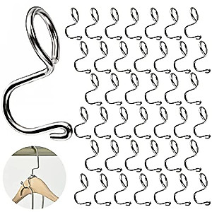 HALIFIN Hanger Connector Hooks, 40 Pcs Hanger Hooks, Stainless Steel Material is Strong and Durable Metal Hanger for Clothes Space Saving Hanger(Silver)