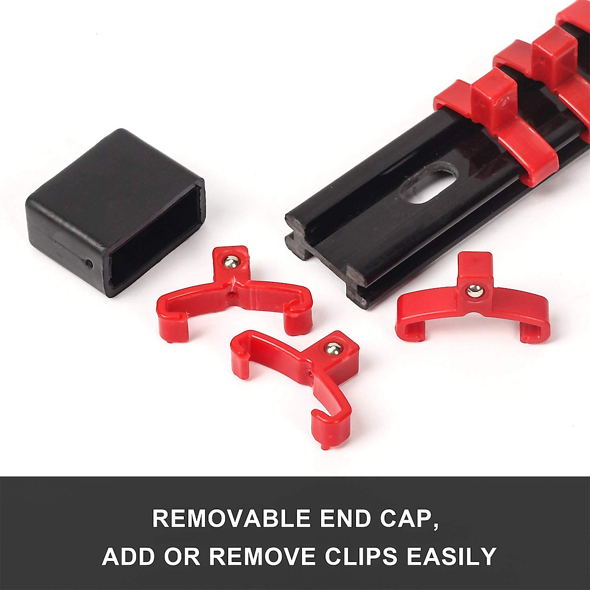 Mayouko ABS Socket Organizer Drive Socket Holder, 1/4” Drive x 32 Clips, 3/8” Drive x 30 Clips, 1/2” Drive x 24 Clips,Portable Socket Clip Rail Holder, 6 Pieces Set