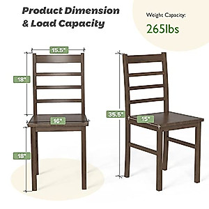 Giantex Dining Chairs Set of 4, Easy to Assemble, Farmhouse Style, Sturdy Wooden Traditional Kitchen Dining Room Chairs, Walnut