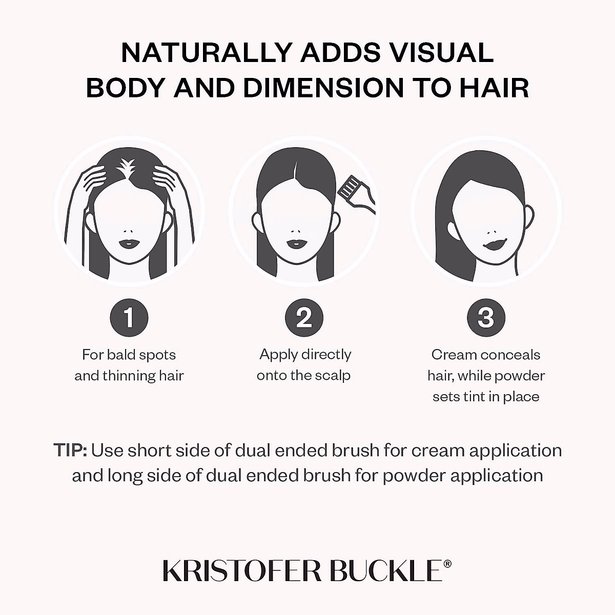 KRISTOFER BUCKLE Full Disclosure Scalp Cover Duo, 0.39 oz. | Camouflaging Cream Conceals Sparse, Thinning Hair & Bald Spots | Brunette