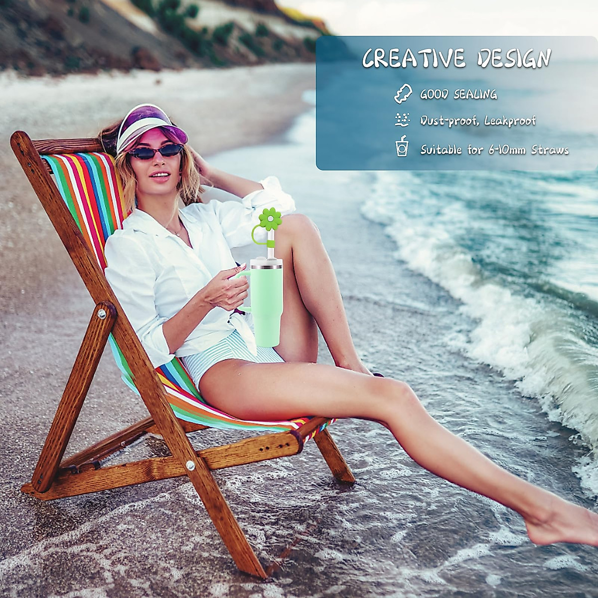 10pcs Flower Silicone Straw Covers Cap for Stanley Cup,Reusable Drinking Straw Covers Compatible for Stanley 30&40 Oz,Straw Toppers for Stanley Cups Accessories