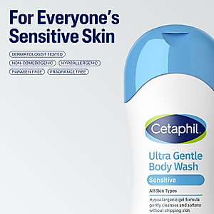 Cetaphil Ultra Gentle Refreshing Body Wash, For Dry to Normal, Sensitive Skin, 16.9oz Pack of 3, Aloe Vera, Calendula, Vitamin B5, Hypoallergenic, Paraben Free, Fragrance Free, Dermatologist Tested