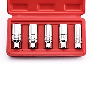 MIXPOWER 3/8-Inch Drive Spark Plug Socket Set, SAE & Metric, CR-V Steel Mirror finish, 6-Point, 5/8-Inch, 3/4-Inch, 13/16-Inch, 14mm, 18mm, 5-Piece Set