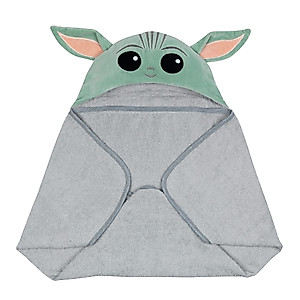 Lambs & Ivy Star Wars The Child/Baby Yoda/Grogu Gray Hooded Baby Bath Towel