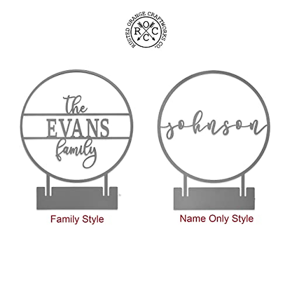 ROCC RUSTED ORANGE CRAFTWORKS CO. Anderson Tabletop or Shelf Personalized Name Sign - freestanding personalized family name sign last name signs for home decor custom name sign standing (12 inch Family Name)