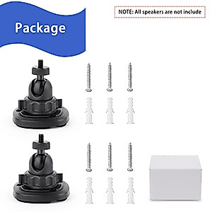 Mippko 2 Pack Speaker Wall Mount Holder for 1/4"-20 Threaded Screw Hole，360°Rotation Adjustment Aluminum Alloy Bracket, Black