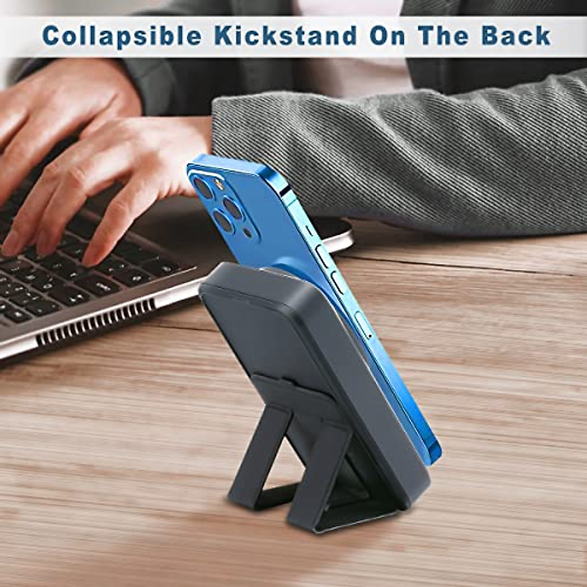 Magnetic Power Bank,10000mAh Portable Rechargeable Wireless Magnet Battery Pack with Kickstand,USB Type C External Charger Qi Compatible for MagSafe Mag Safe Tech,Apple iPhone 12 13 Mini Pro Max 14