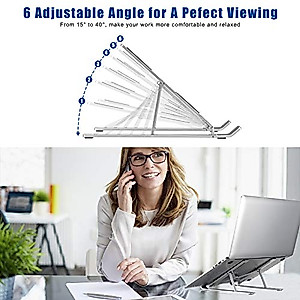 Laptop Stand Adjustable Computer Stand Aluminum Riser Holder Compatible with MacBook Air Pro, HP, Dell, More 10-15.6” Laptops Collapsible and Non-Slip Metal