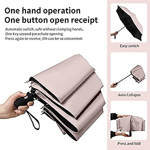 Cloudia Automatic Windproof Travel Umbrella, Umbrella in Rain and Sun for Women and Men (Pink)