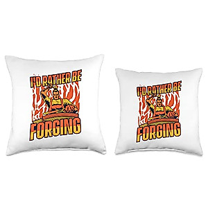 Forging Tools Equipment Kit Gifts For Beginners I'd Rather Forging Anvil Hobby Legend Blacksmith Throw Pillow, 16x16, Multicolor